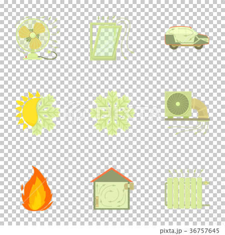 Cooling system icons set, cartoon style - Stock Illustration [36757645 ...
