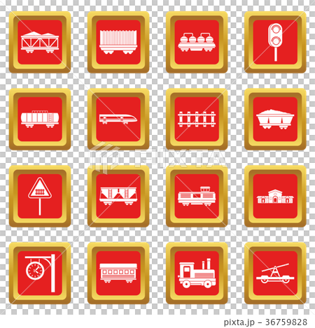 Railway icons set red - Stock Illustration [36759828] - PIXTA