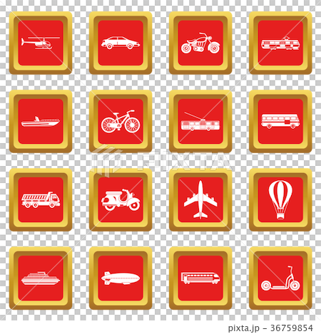 Transportation icons set red - Stock Illustration [36759854] - PIXTA
