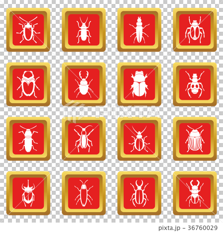 Bugs icons set red - Stock Illustration [36760029] - PIXTA