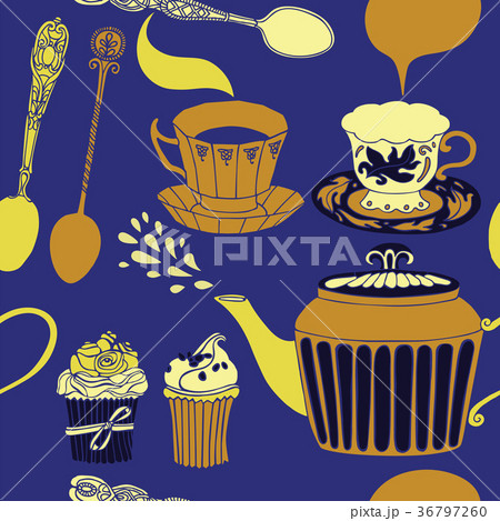 Tea time background.のイラスト素材 [36797260] - PIXTA