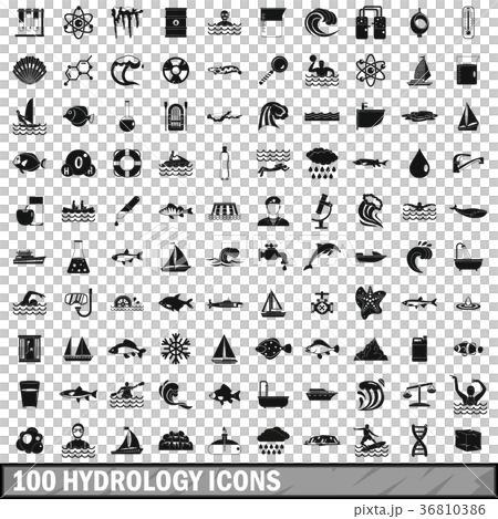 100 hydrology icons set, simple style - Stock Illustration [36810386 ...
