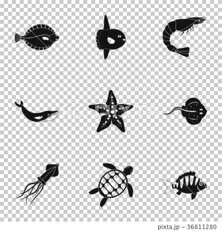 Sea animals icons set, simple style - Stock Illustration [36811280] - PIXTA