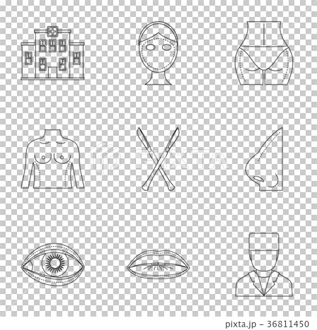 Cosmetic surgery icon set, outline style - Stock Illustration [36811450 ...