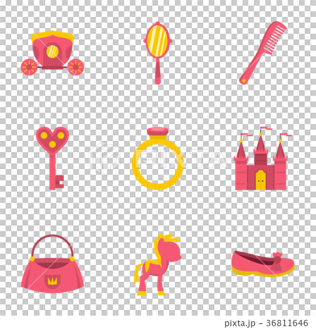 Princess things icon set, flat style - Stock Illustration [36811646 ...