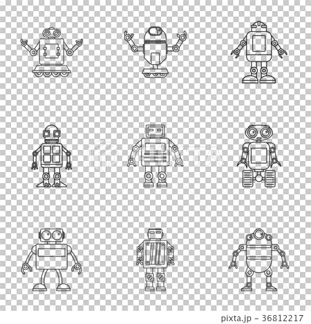 Cyborg icons set, outline style - Stock Illustration [36812217] - PIXTA