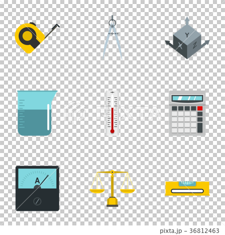 Measure instrumentation icon set, flat style - Stock Illustration ...