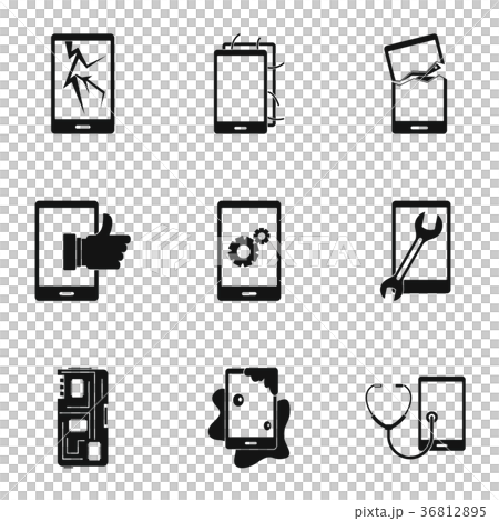 Broken phones fix icon set, simple style - Stock Illustration [36812895 ...