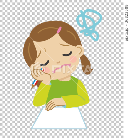 Girl expression tired upper body - Stock Illustration [36822589] - PIXTA