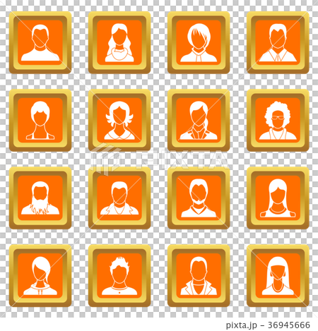 Avatars set icons set orange - Stock Illustration [36945666] - PIXTA
