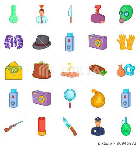 Perpetration icons set, cartoon styleのイラスト素材 [36945872] - PIXTA