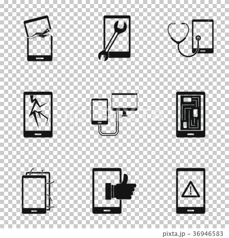 Smartphones service icon set, simple style - Stock Illustration ...