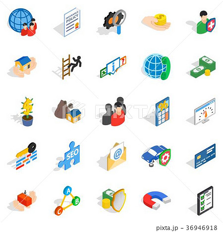 Contact us icons set, isometric styleのイラスト素材 [36946918] - PIXTA