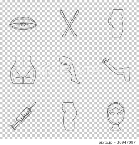 Plastic surgery icon set, outline style-插圖素材 [36947097] - PIXTA圖庫