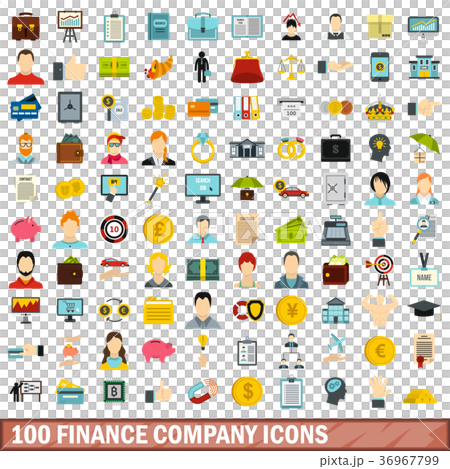 100 finance company icons set, flat style - Stock Illustration ...