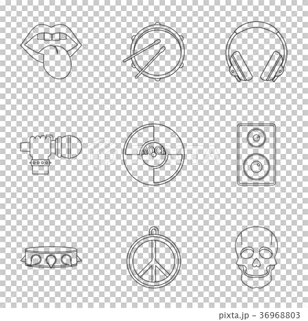 Rock music icon set, outline style - Stock Illustration [36968803] - PIXTA