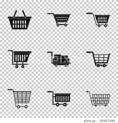 Market wheel cart icon set, simple style - Stock Illustration [36987486 ...
