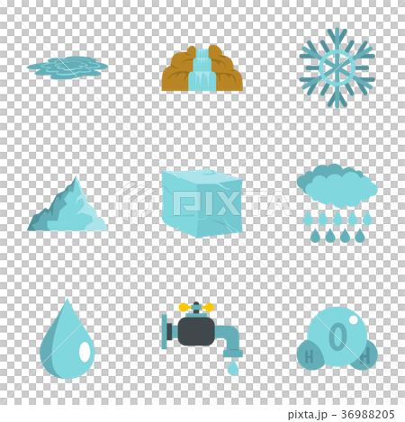 Water natural form icon set, flat style - Stock Illustration [36988205 ...