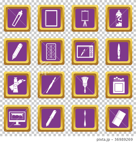 Design and drawing tools icons set purple - Stock Illustration ...