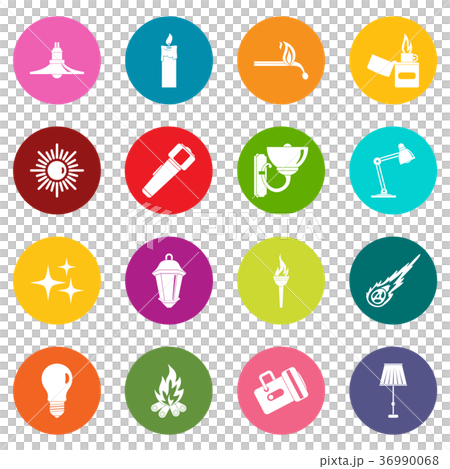 Light source symbols icons many colors set - Stock Illustration ...