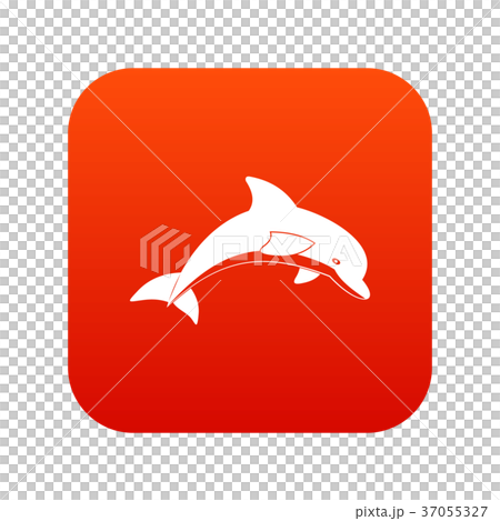 Jumping dolphin icon digital red - Stock Illustration [37055327] - PIXTA