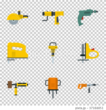 Electric power tool icon set, flat style - Stock Illustration [37168851 ...