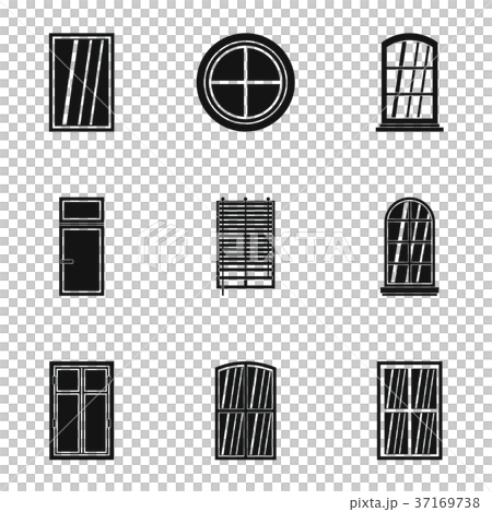 Architectural window icon set, simple style - Stock Illustration ...