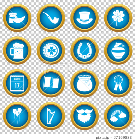 Saint Patrick icons blue circle set - Stock Illustration [37169888] - PIXTA