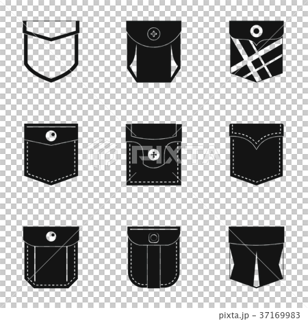 Fashion pocket form icon set, simple style - Stock Illustration ...