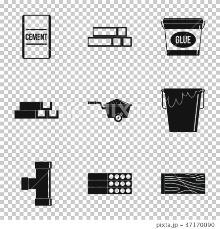 Construction material icon set, simple style - Stock Illustration ...