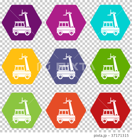 Cherry picker icon set color hexahedron - Stock Illustration [37171315 ...