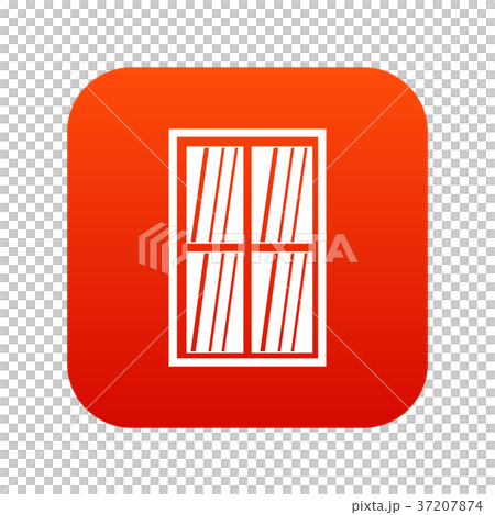 White latticed rectangle window icon digital redのイラスト素材 [37207874] - PIXTA