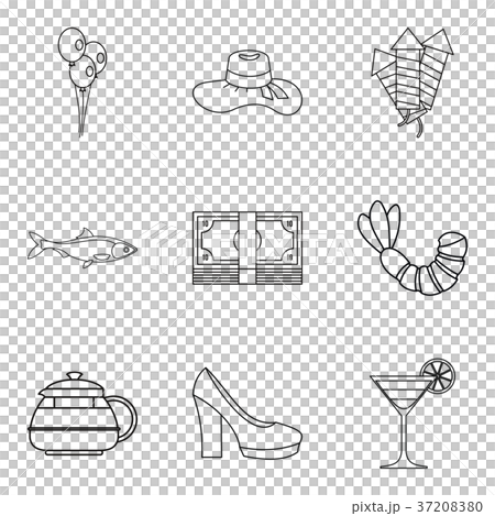 Spirit icons set, outline style-插圖素材 [37208380] - PIXTA圖庫