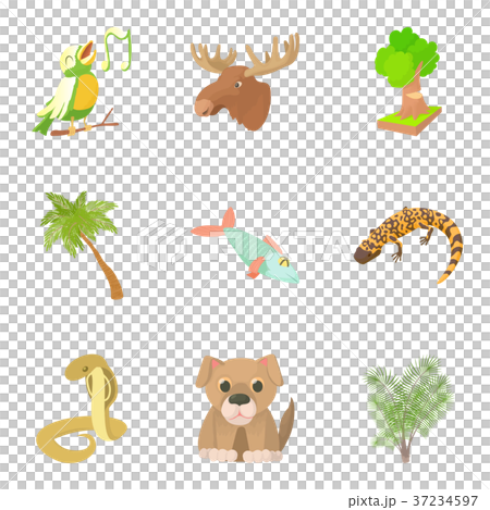 Harmless animal icons set, cartoon style - Stock Illustration [37234597 ...