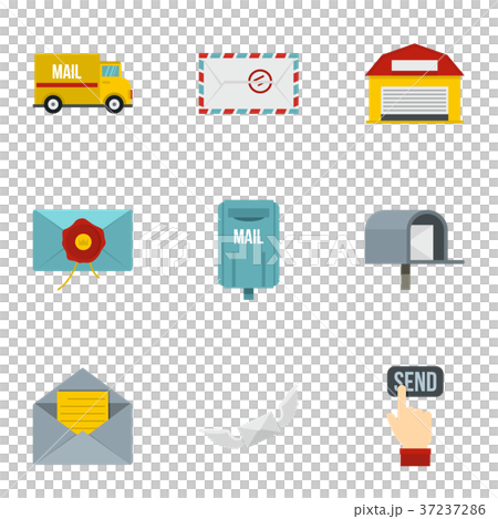 Mail delivery icons set, flat style - Stock Illustration [37237286] - PIXTA