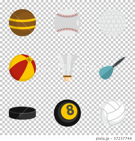 Game equipment icons set, flat style - Stock Illustration [37237744 ...