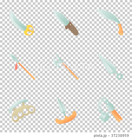 Sharp weapons icons set, cartoon styleのイラスト素材 [37238959] - PIXTA