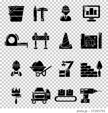 Building process icons set, simple style - Stock Illustration [37265791 ...