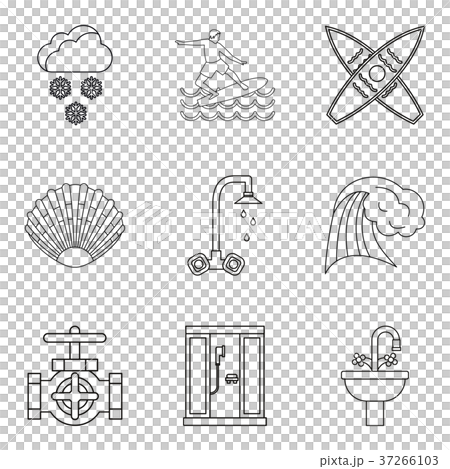 Water activity icons set, outline style - Stock Illustration [37266103 ...