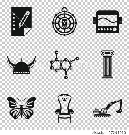 Study of antiquities icons set, simple style - Stock Illustration ...