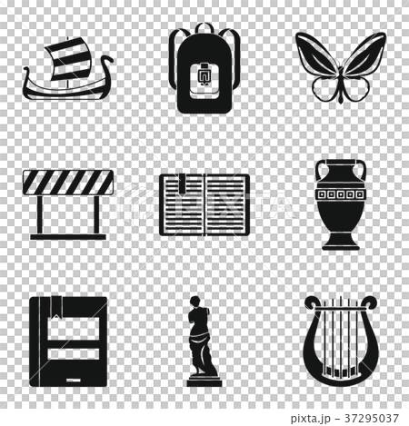 Ancient greece icons set, simple style - Stock Illustration [37295037 ...
