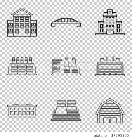 Frontage icons set, outline style - Stock Illustration [37295500] - PIXTA