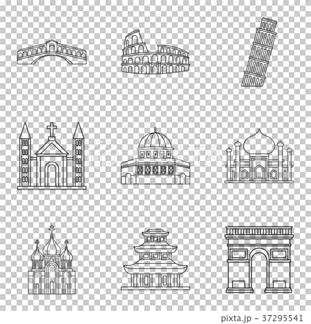 Shrine icons set, outline style - Stock Illustration [37295541] - PIXTA