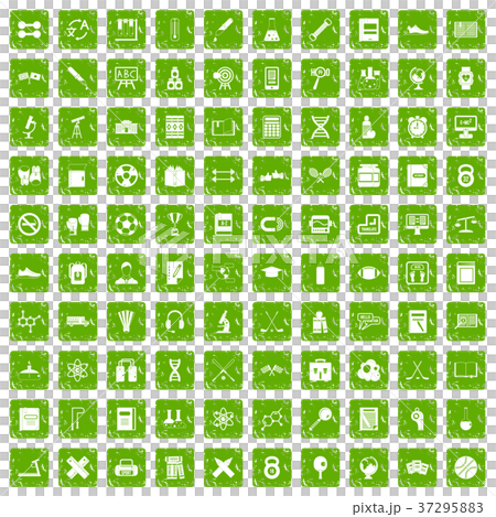 100 college icons set grunge green-插圖素材 [37295883] - PIXTA圖庫