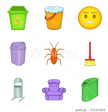 Garbage bins icon set, cartoon styleのイラスト素材 [37297020] - PIXTA