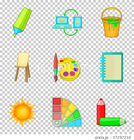Color scheme icons set, cartoon style - Stock Illustration [37297210 ...
