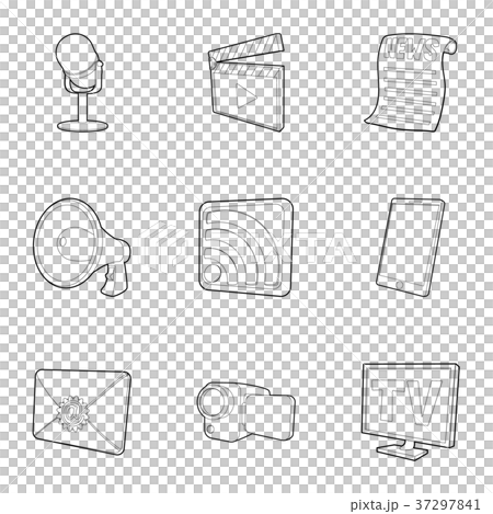 News subscription icons set, outline style - Stock Illustration ...