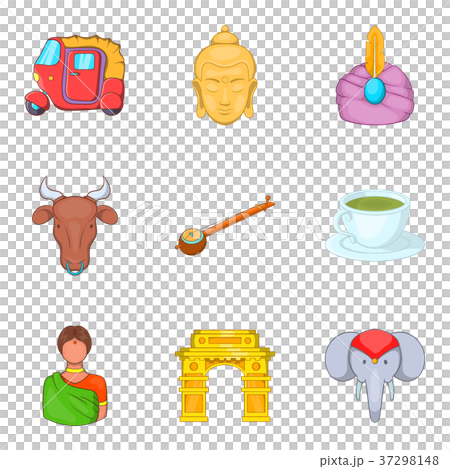 Indian castes icons set, cartoon style - Stock Illustration [37298148 ...