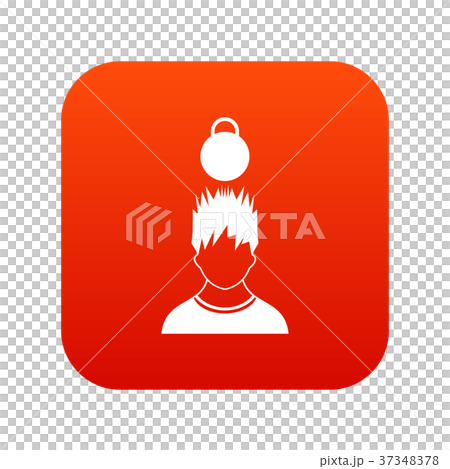Man with the weight over head icon digital red - Stock Illustration ...