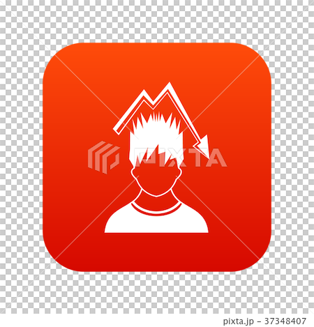 Man with falling red graph over head icon... - Stock Illustration ...